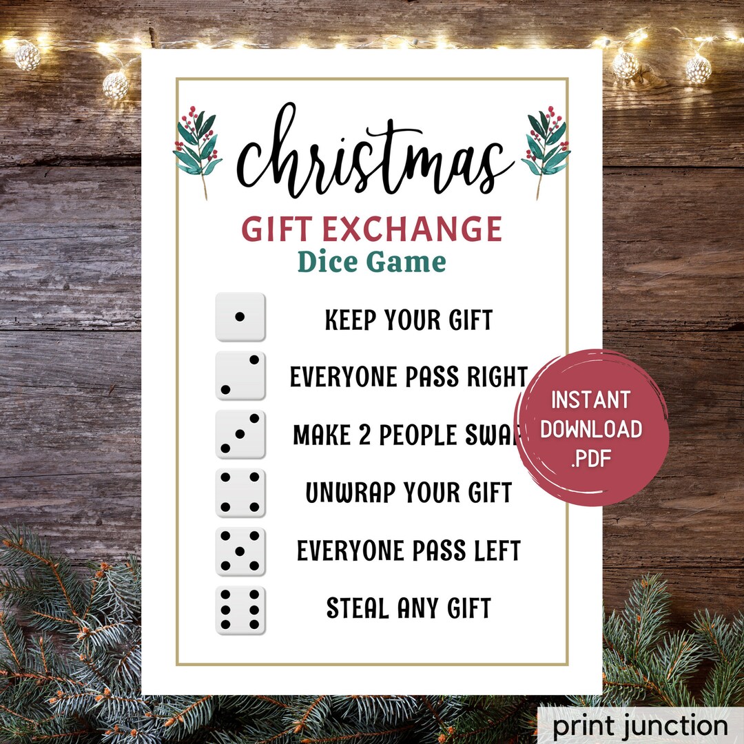 Gift Exchange Game - Christmas Dice Game - Christmas Games Printable ...