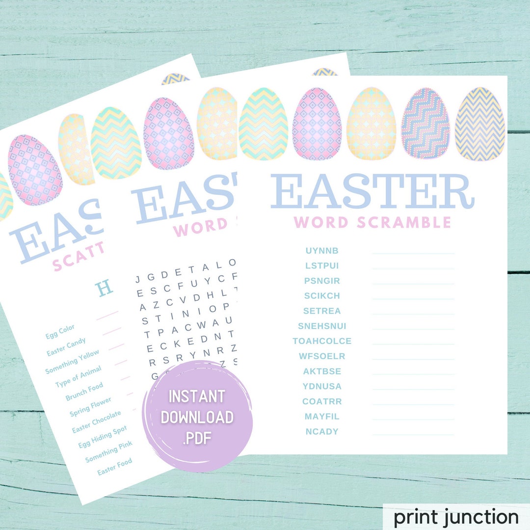 Easter Printable Games: Word Scramble, Word Search, Scattergories ...