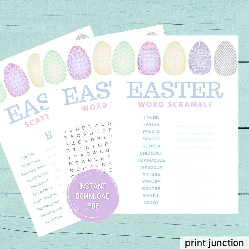 Easter Printable Games: Word Scramble, Word Search, Scattergories ...
