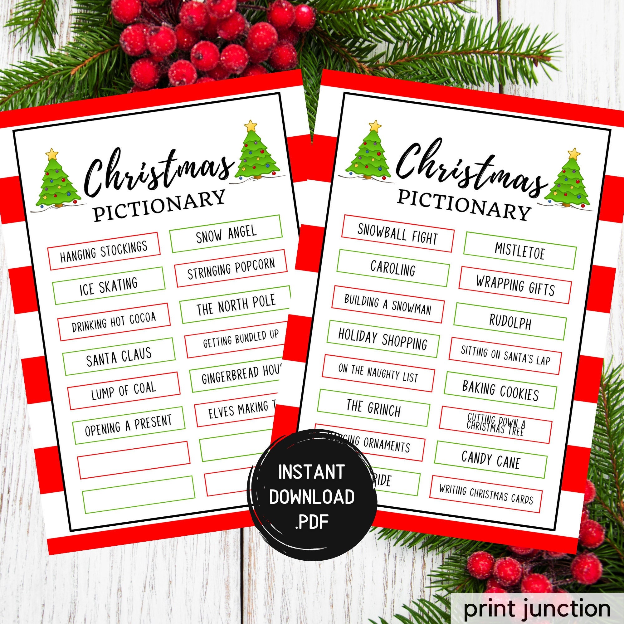 Christmas Pictionary Game, Christmas Party Games, Holiday Party, Xmas ...