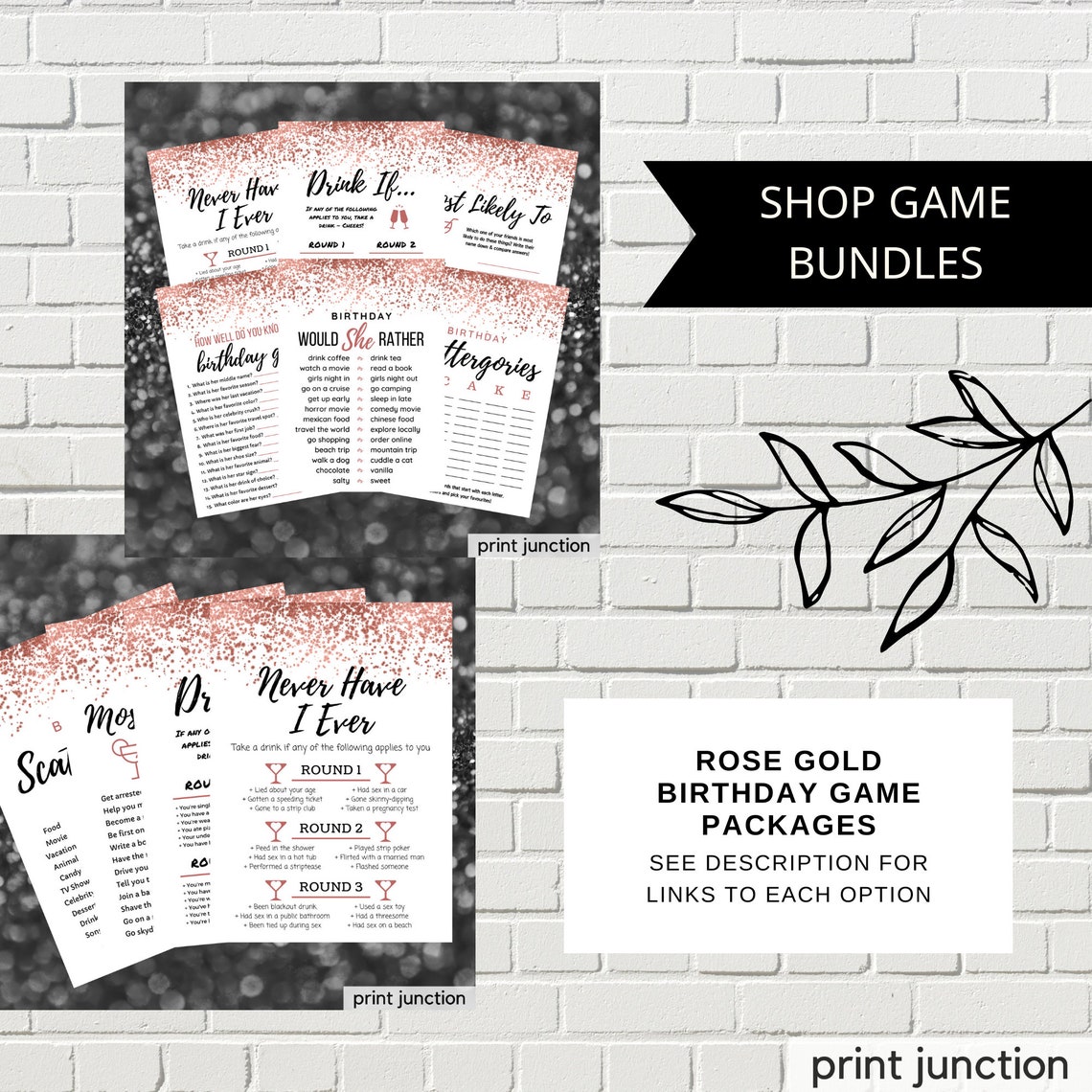 Rose Gold Birthday Scattergories Game Rose Gold Birthday | Etsy