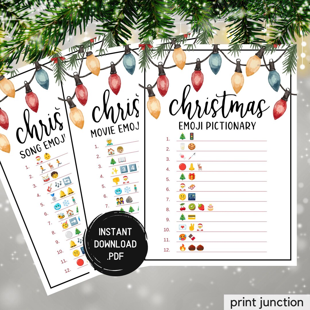 Christmas Emoji Pictionary Games, Printable Holiday Activity, Christmas ...