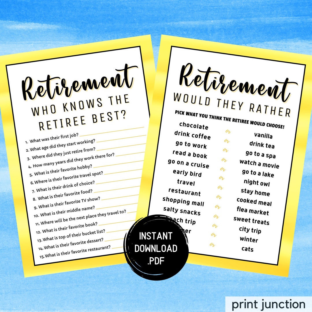 Retirement Party Games, Who Knows the Retiree Best, Would the Retiree ...