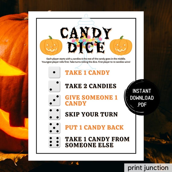 Candy Dice Game Halloween Games Halloween Party Games Candy - Etsy Canada