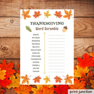 Thanksgiving Games - Fall Games - Word Games - Friendsgiving Dinner ...