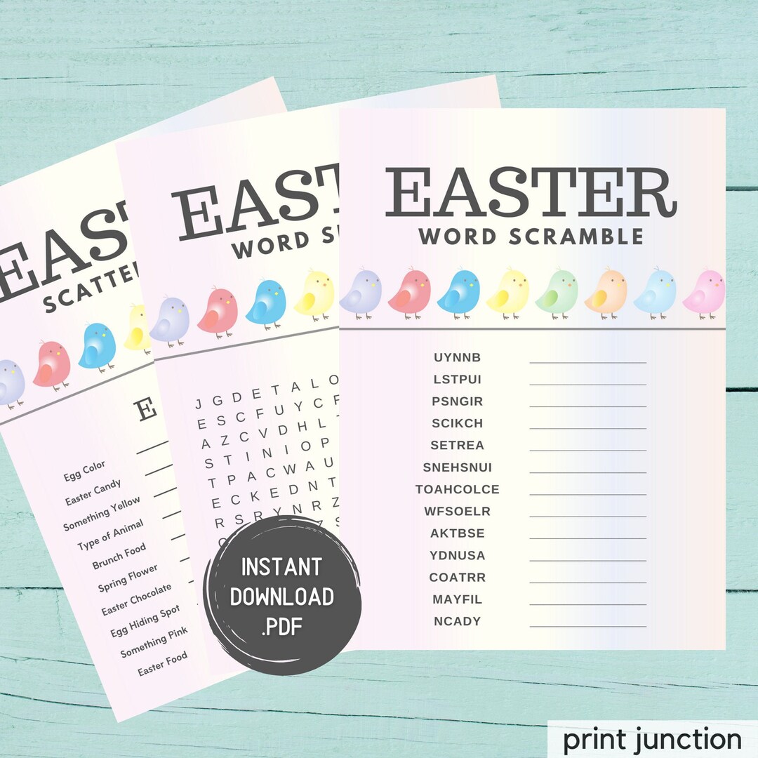 Easter Games - Easter Printable Games - Word Scramble - Word Search ...