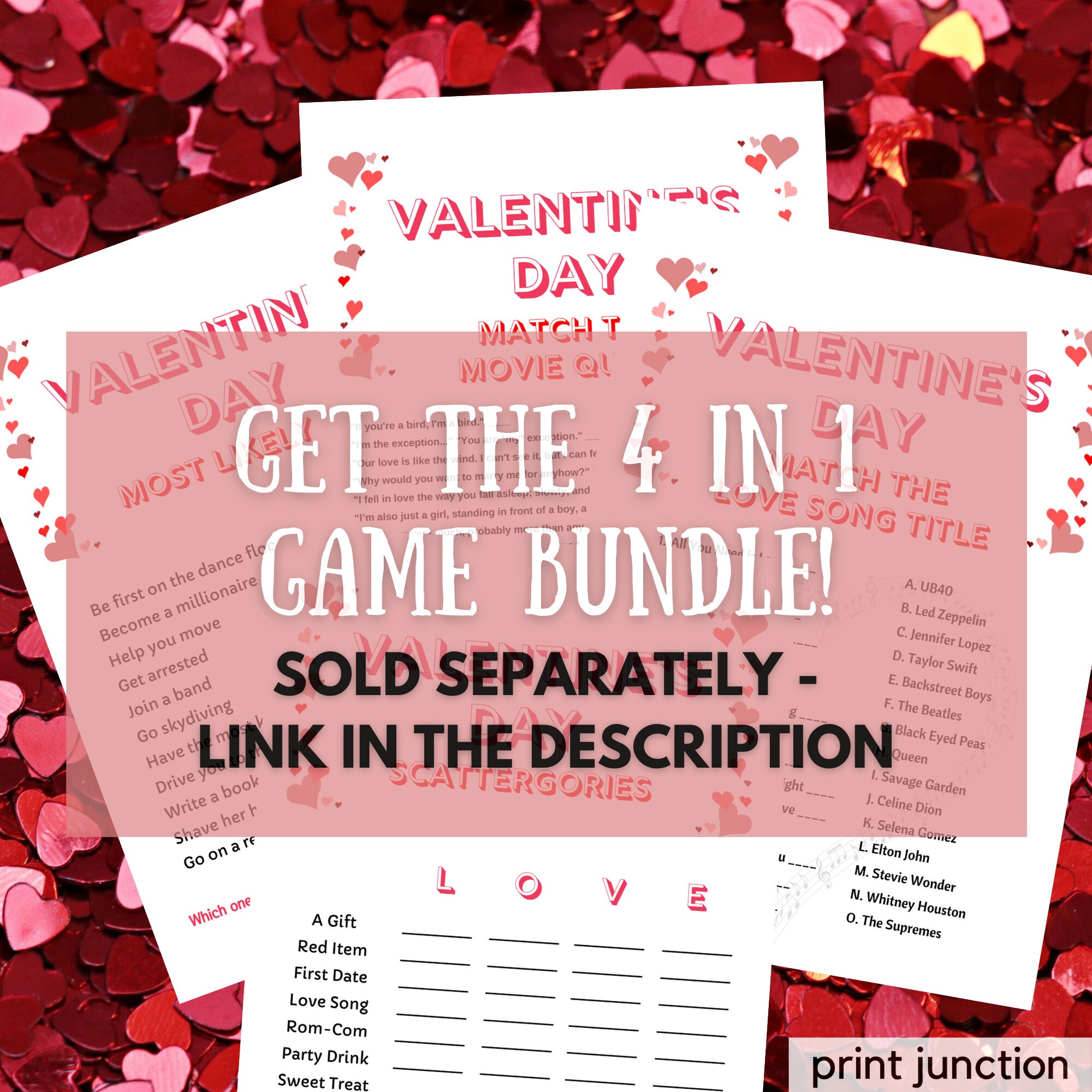 Love Song Match Valentines Day Game, Galentines Day Games, Match the ...