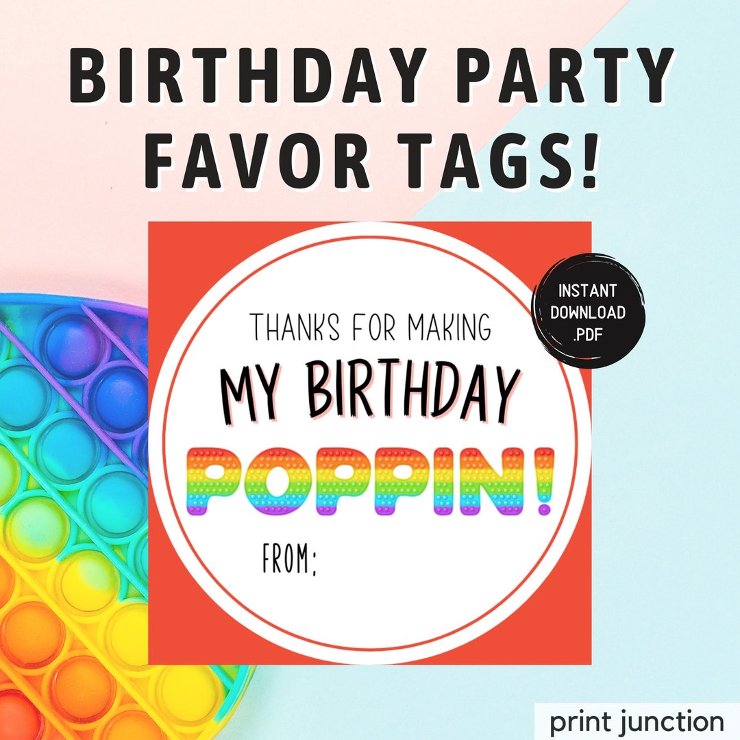 Pop It Thank You Tags, Pop It Favor Tags, Pop It Birthday Tags, Pop It ...