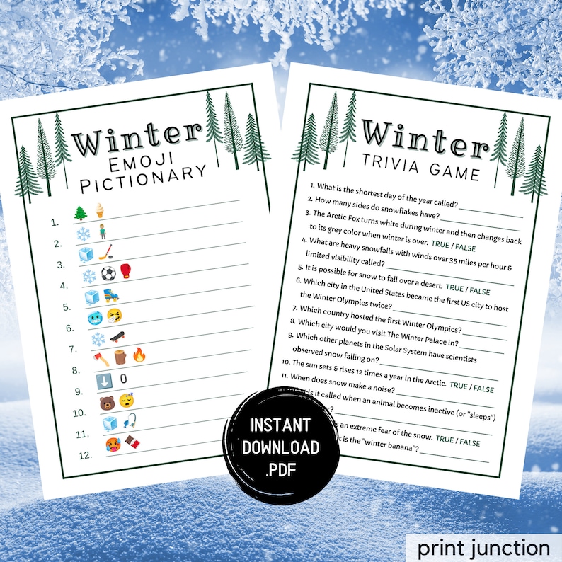 10 Winter Games Bundle, Printable Winter Games, Wintertime Activities ...