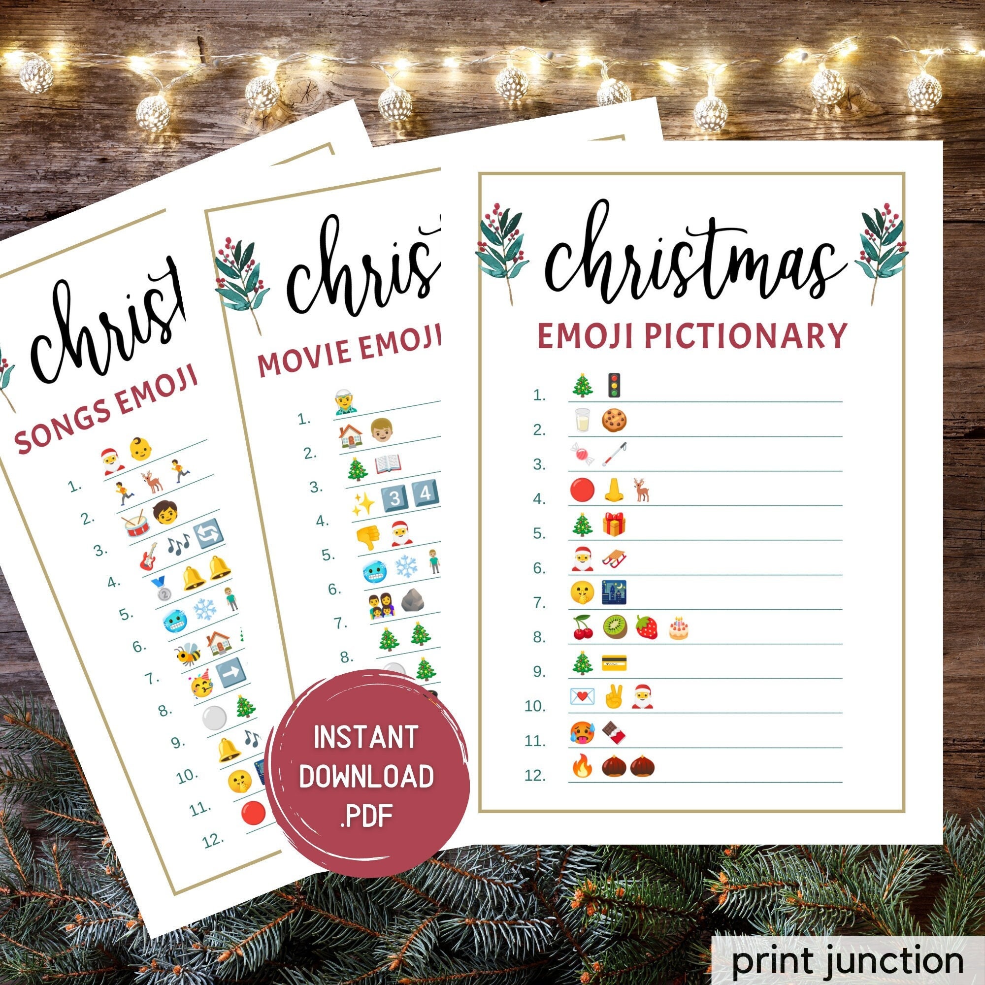 3 Christmas Emoji Pictionary Games, Christmas Party Games, Christmas ...