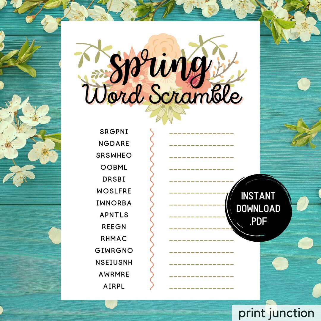 Spring Word Scramble, Printable Spring Games, Springtime Games, Spring ...