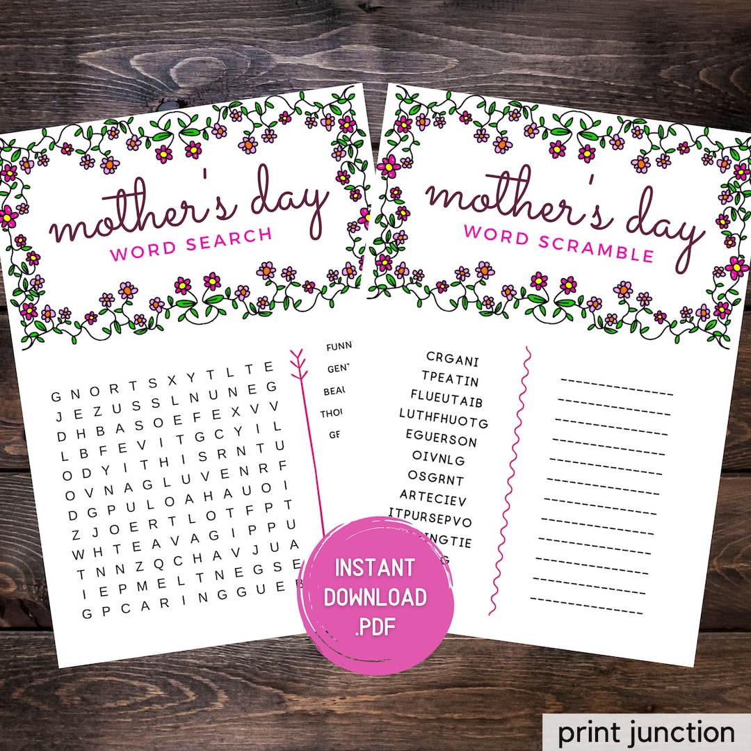 Mother's Day Games: Word Scramble & Search (printable Digital Download ...