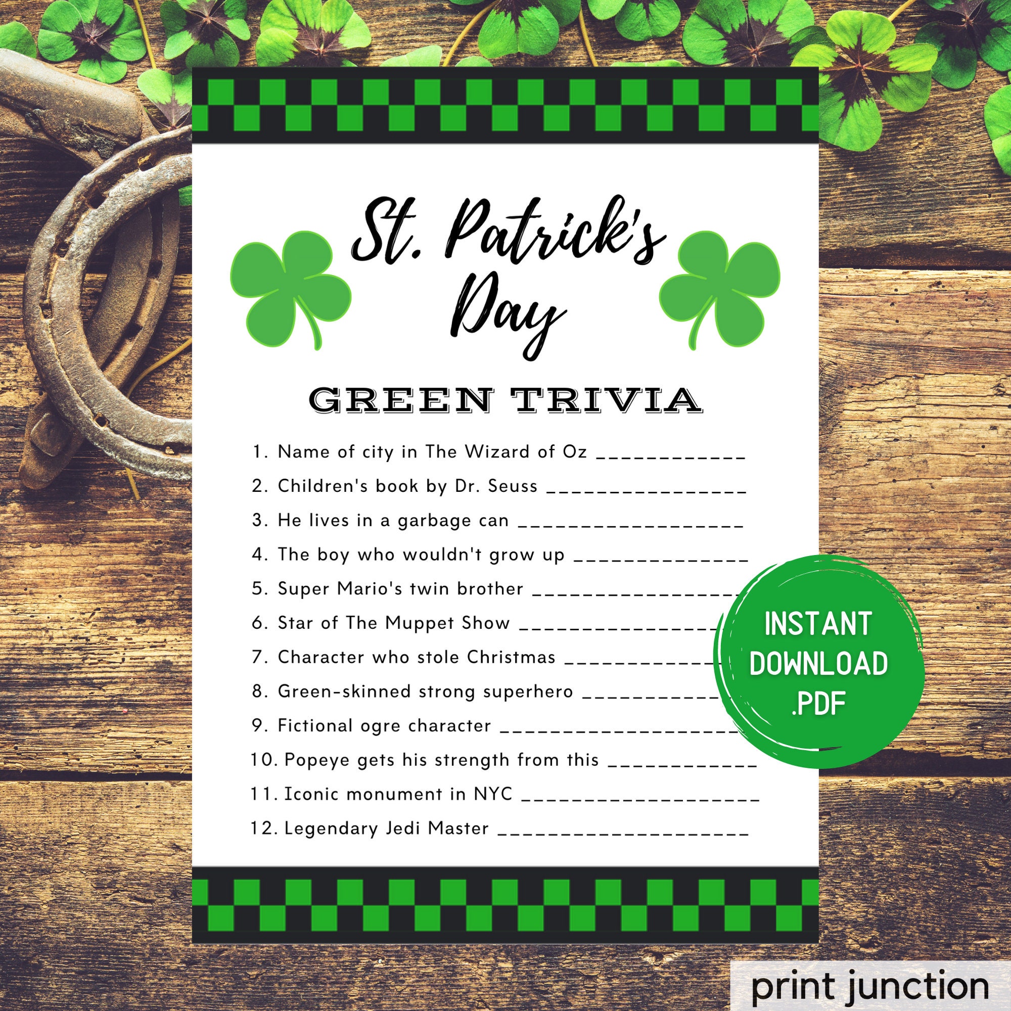 St Patricks Day Trivia St Pattys Day Family Games Kids St - Etsy Canada