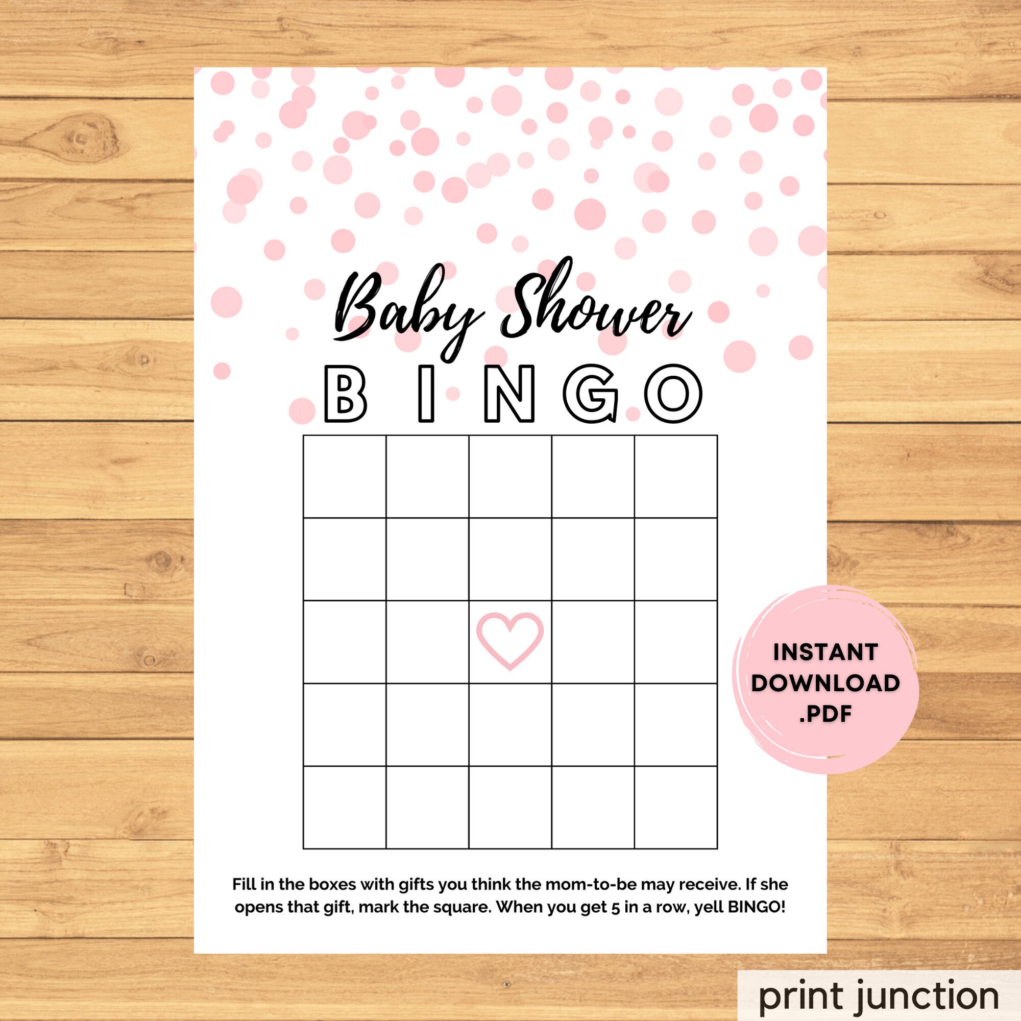 Baby Shower Bingo Game - Baby Girl Bingo Game Printable - Pink Baby ...