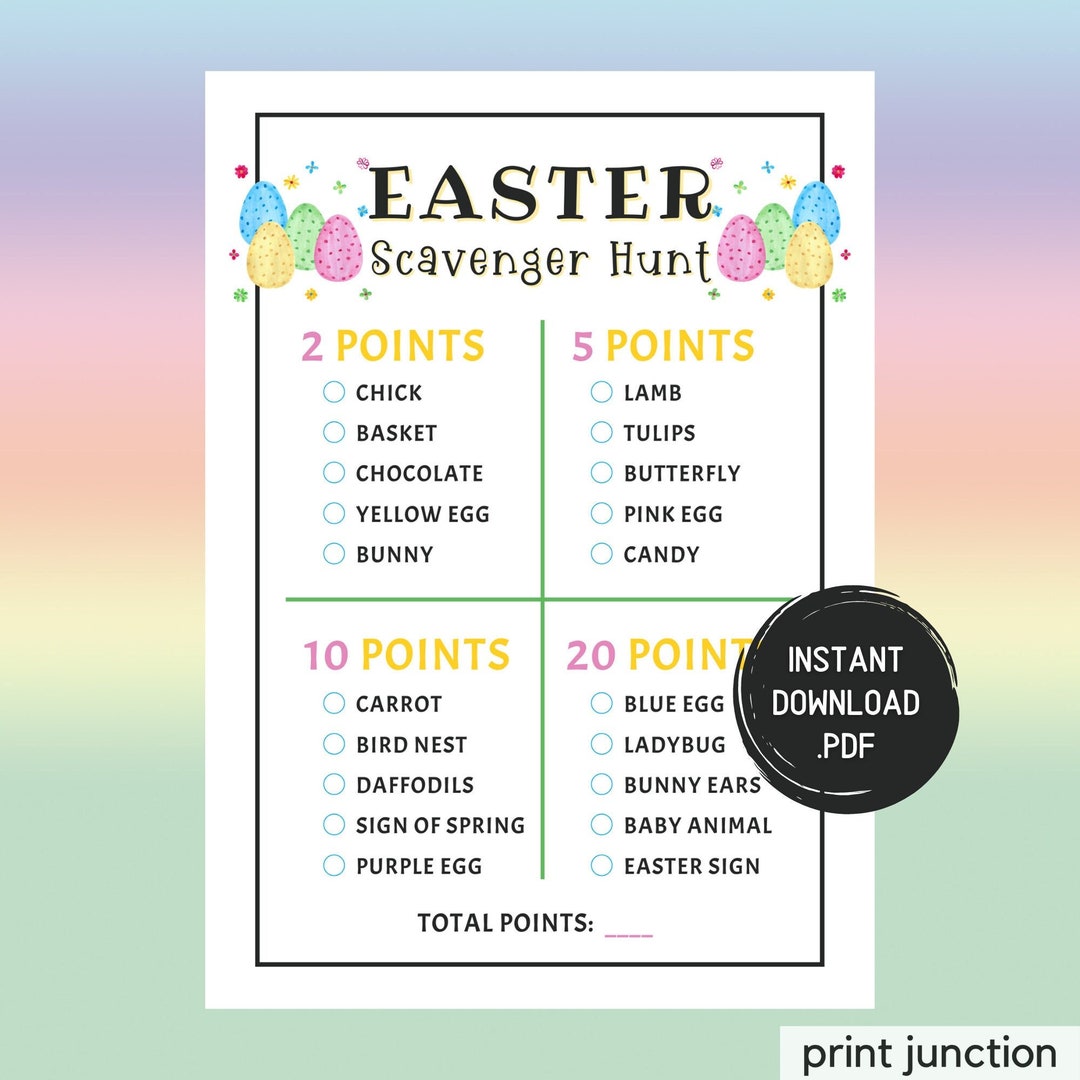 Easter Scavenger Hunt, Easter Activities for Kids and Adults, Printable ...