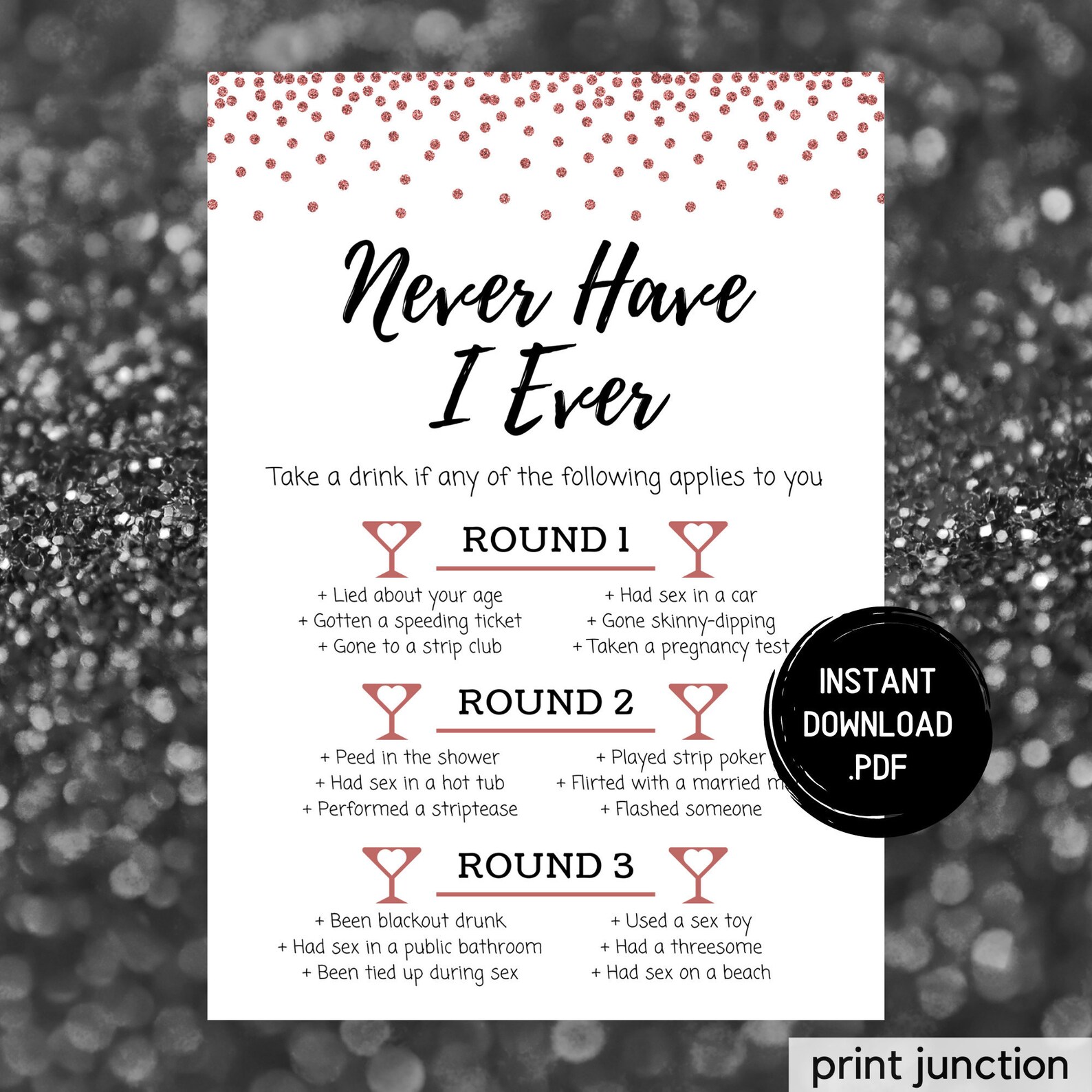 Never Have I Ever Game, Adult Party Games, Drinking Games, 30th ...