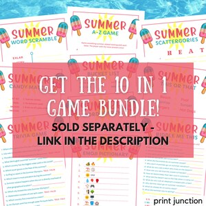 Summer Games Bundle, Printable Summer Games, Summertime Activities, Fun ...