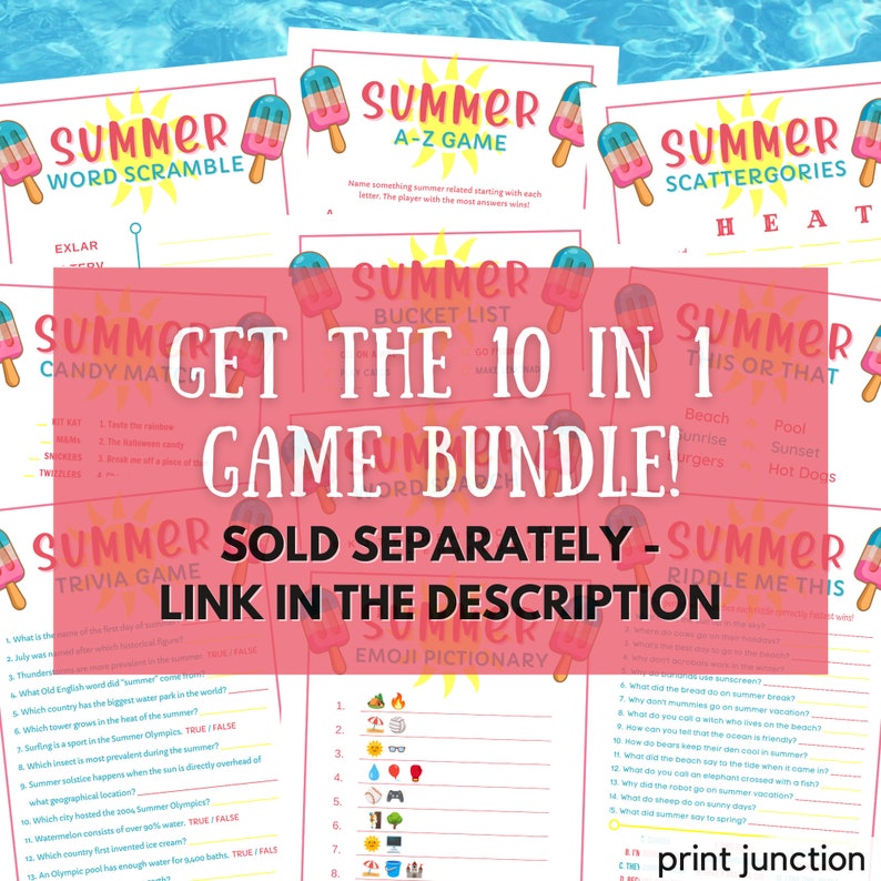 Summer Games Bundle Printable Summer Games Summertime - Etsy
