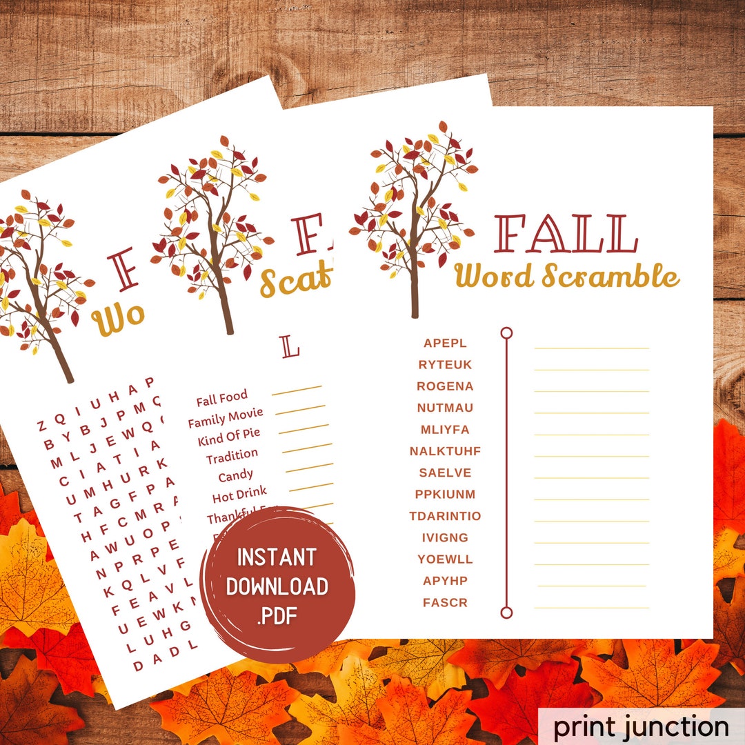 Fall Thanksgiving Games Bundle, Printable Family Activities, Fall Party ...