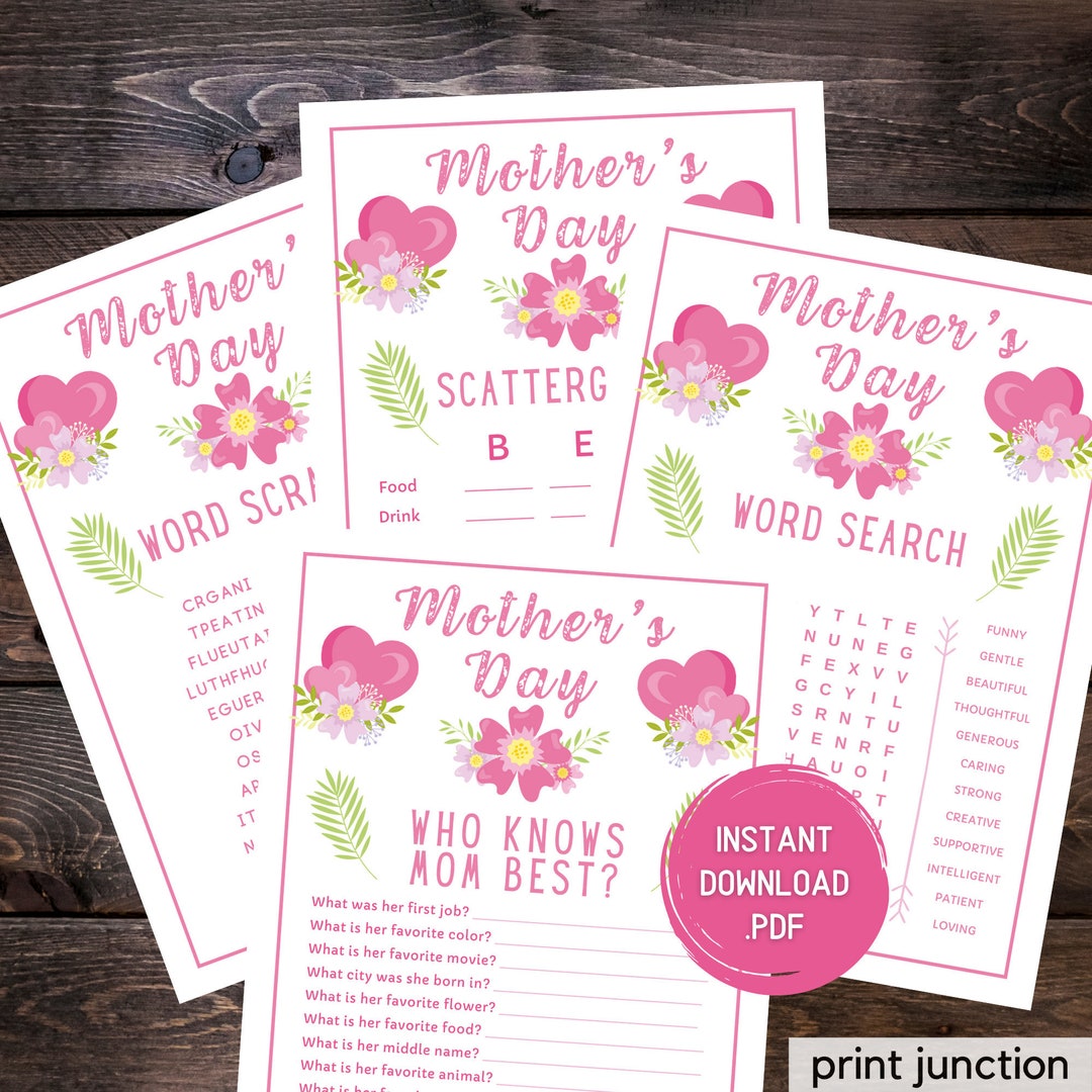 Printable Mothers Day Games, Mothers Day Printable, Mothers Day ...