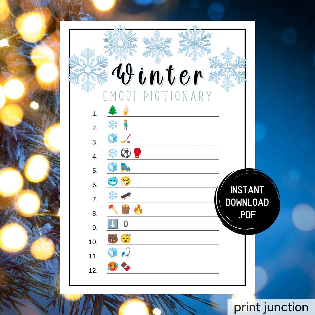Winter Emoji Pictionary Game, Wintertime Activities, Printable Winter ...