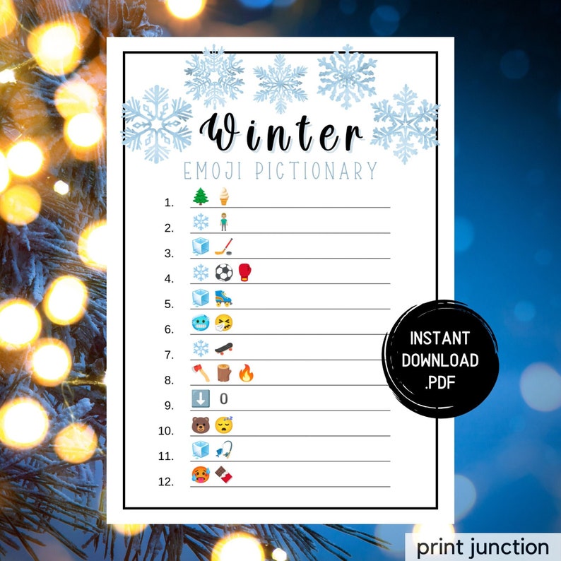 Winter Emoji Pictionary Game, Wintertime Activities, Printable Winter ...