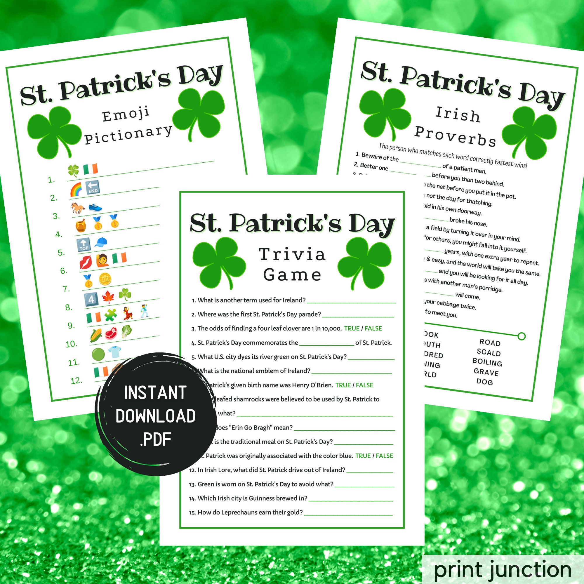 St Patricks Party Games FOR ADULTS, St Patrick's Day Games, Printable ...