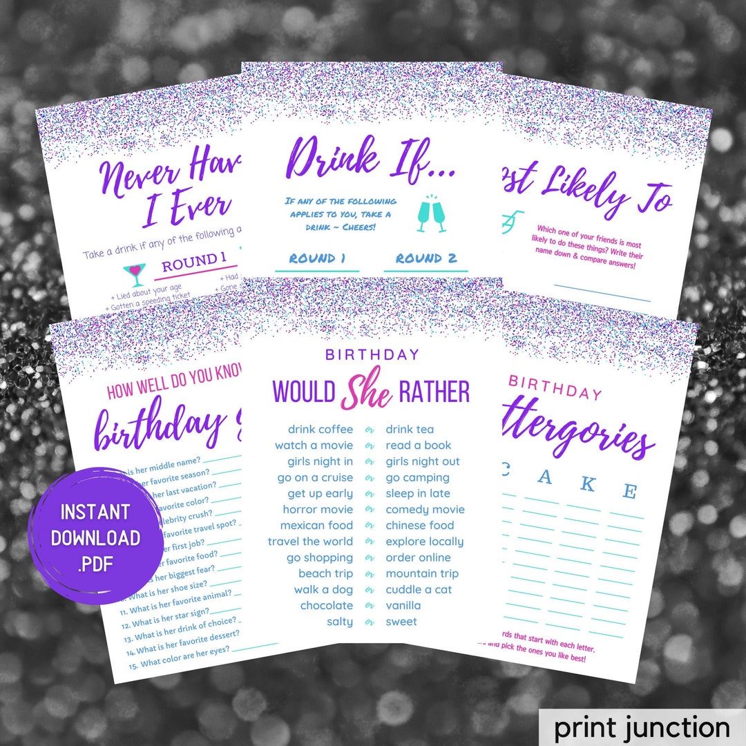Adult Birthday Games Bundle - 30th Birthday Games Pack - Birthday Girl ...