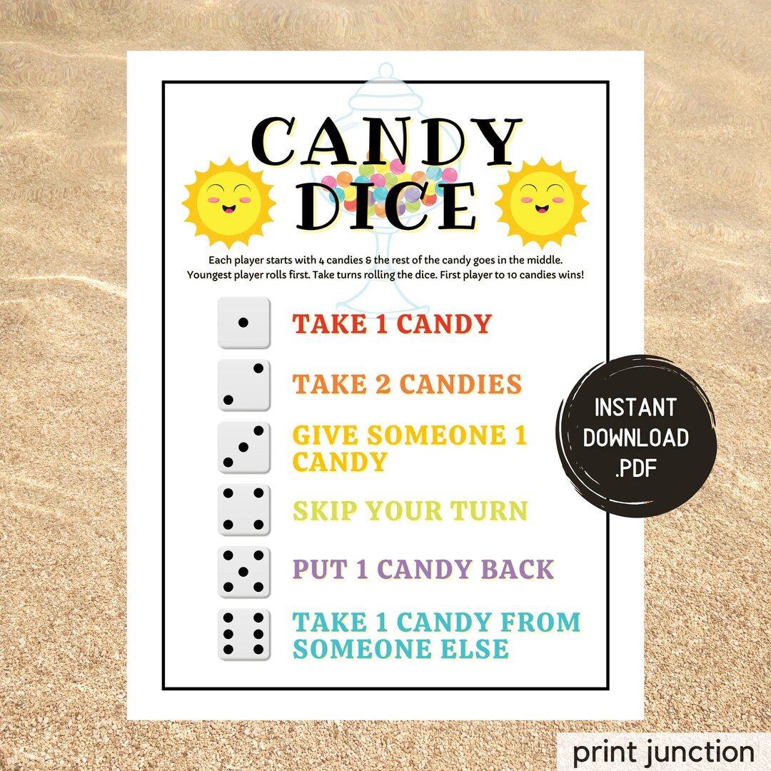 Beach Vacation Candy Dice Game: Summer Party Fun (digital Download) - Etsy