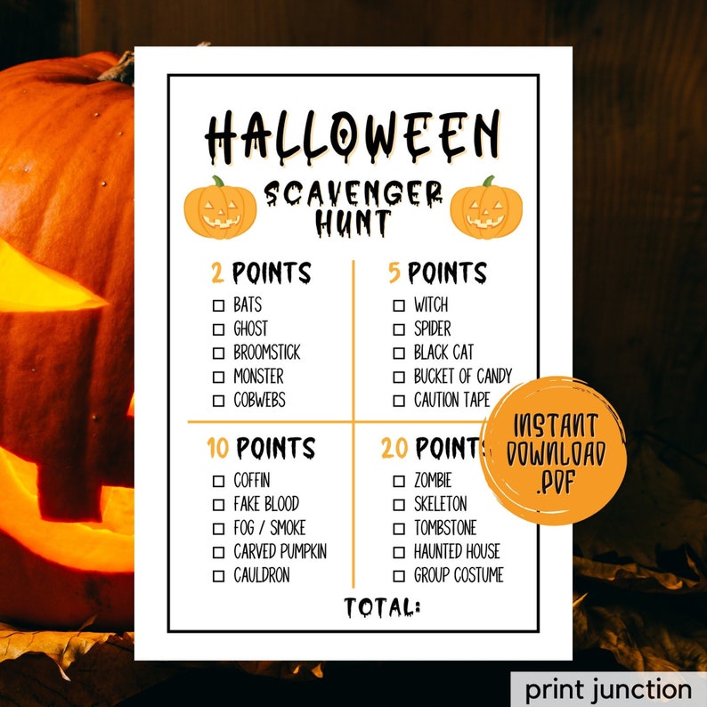 Halloween Scavenger Hunt Game, Halloween Printable Games, Halloween ...