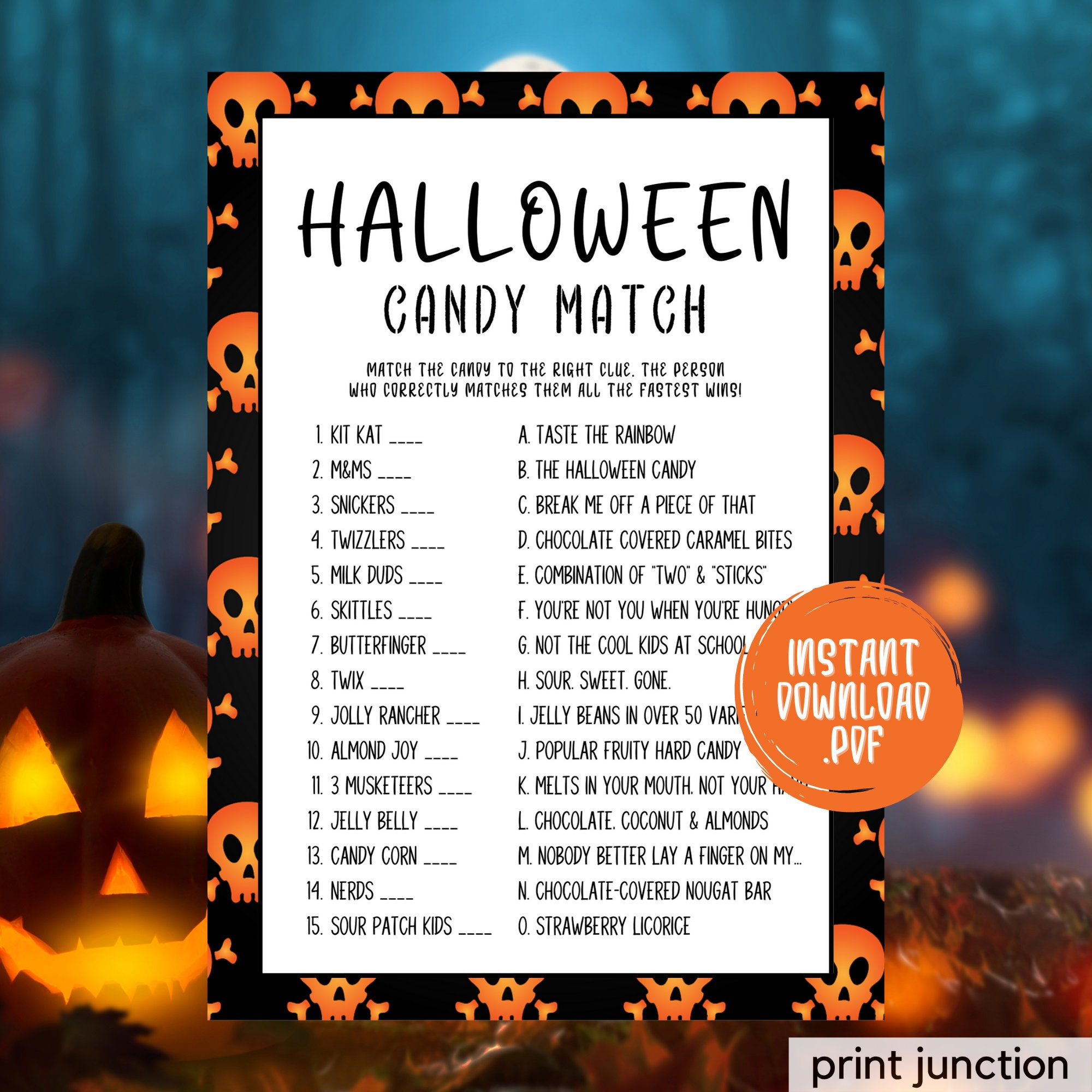 Halloween Candy Match Party Game, Halloween Games, Halloween Party ...