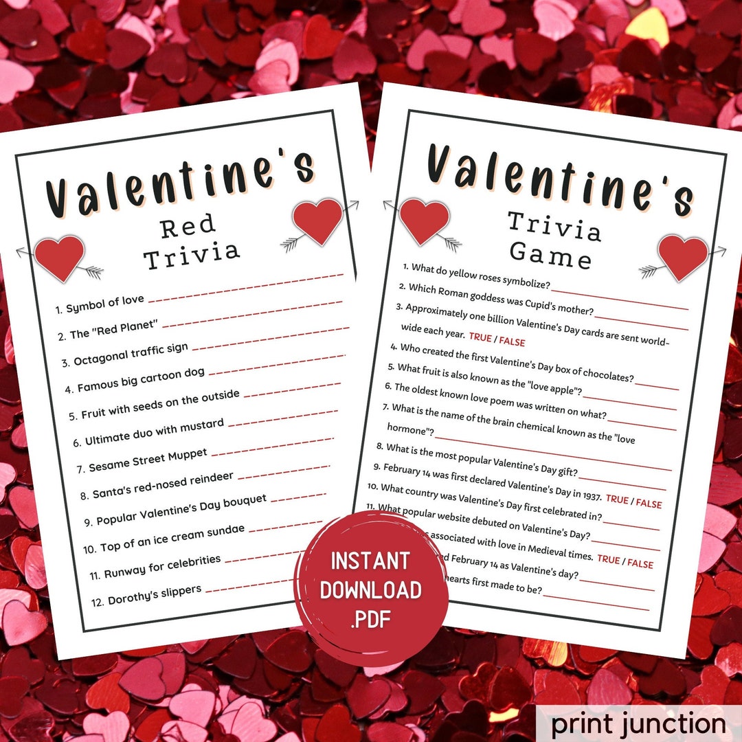 Valentines Day Trivia Games, Printable Valentine's Day Games ...