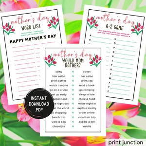 10 Mothers Day Games Bundle, Printable Mothers Day Games, Mothers Day ...