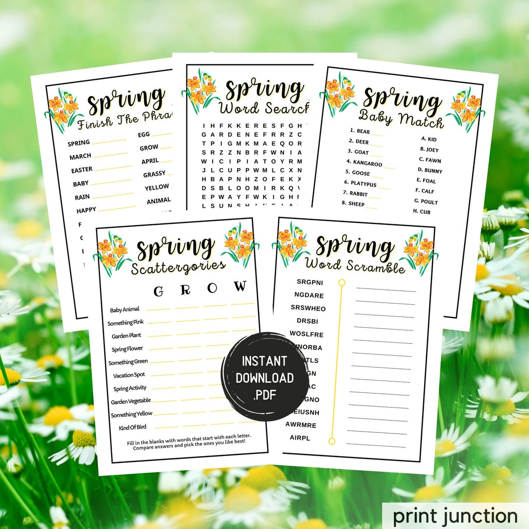 Printable Spring Games, Springtime Games, Spring Party Games, Spring ...