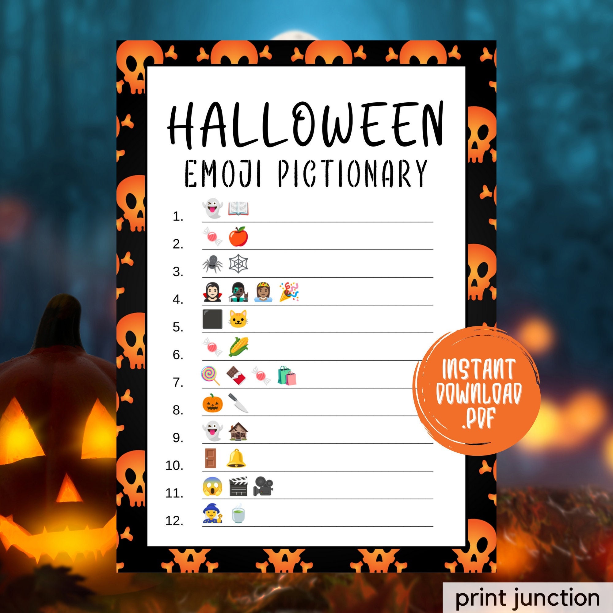 Halloween Emoji Pictionary Party Game Emoji Game Halloween - Etsy
