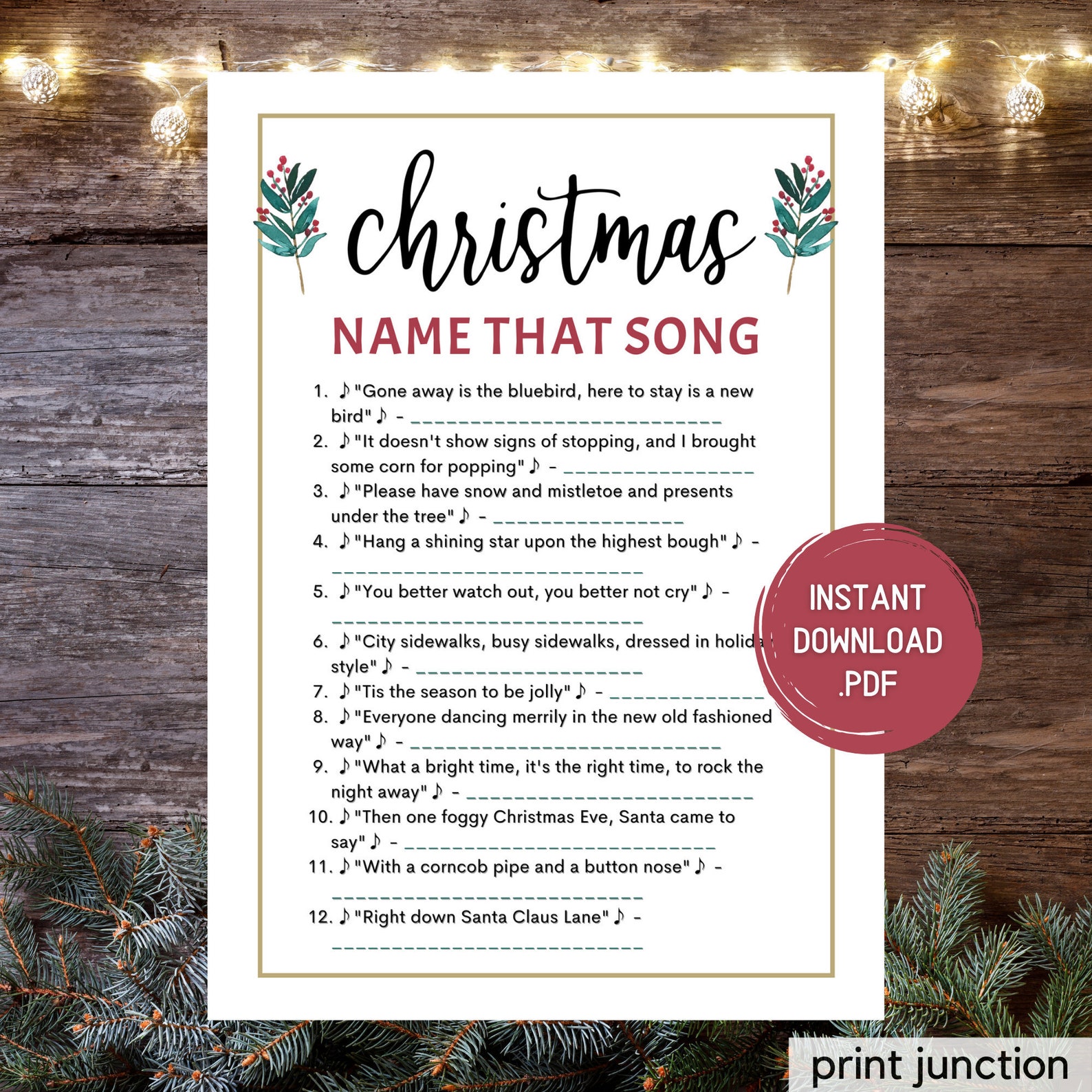 Christmas Song Trivia Christmas Name That Song Christmas - Etsy Canada