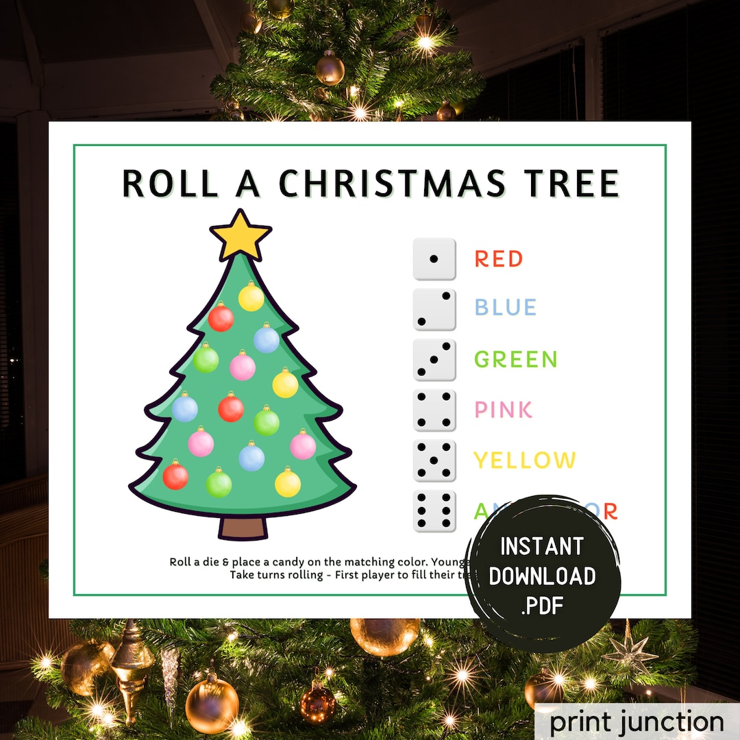 Roll A Tree Dice Game, Printable Christmas Game, Christmas Activity for ...