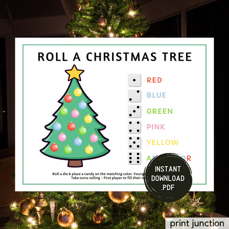 Roll A Christmas Tree Dice Game, Printable Christmas Game, Christmas ...