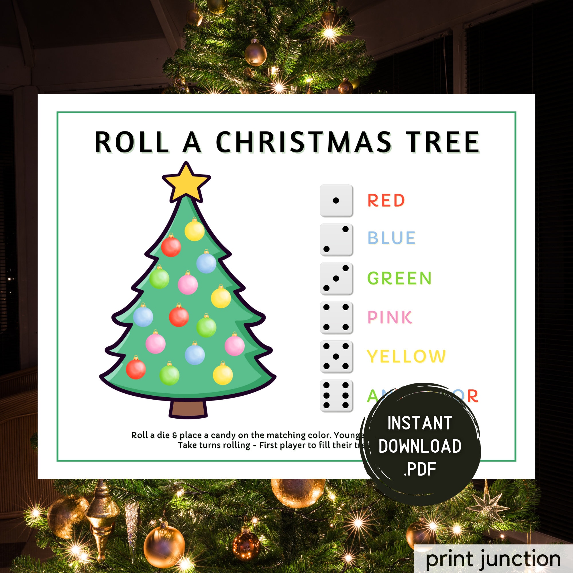 Roll A Tree Dice Game, Printable Christmas Game, Christmas Activity for ...