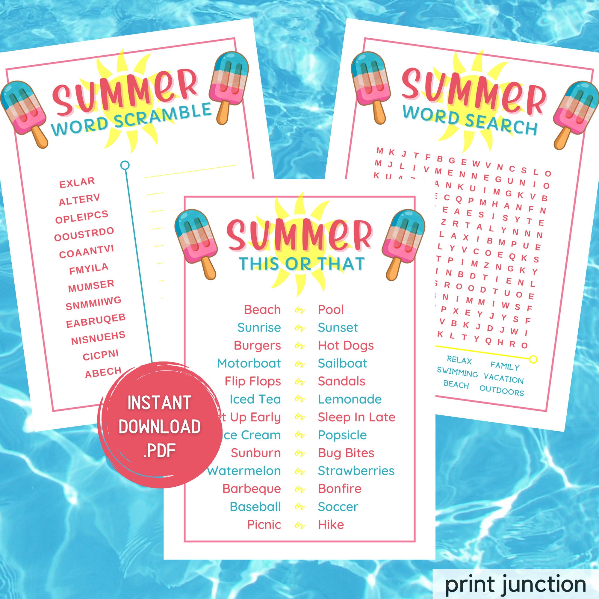 Summer Party Games, Printable Summer Games, Summer Fun Games, Pool ...