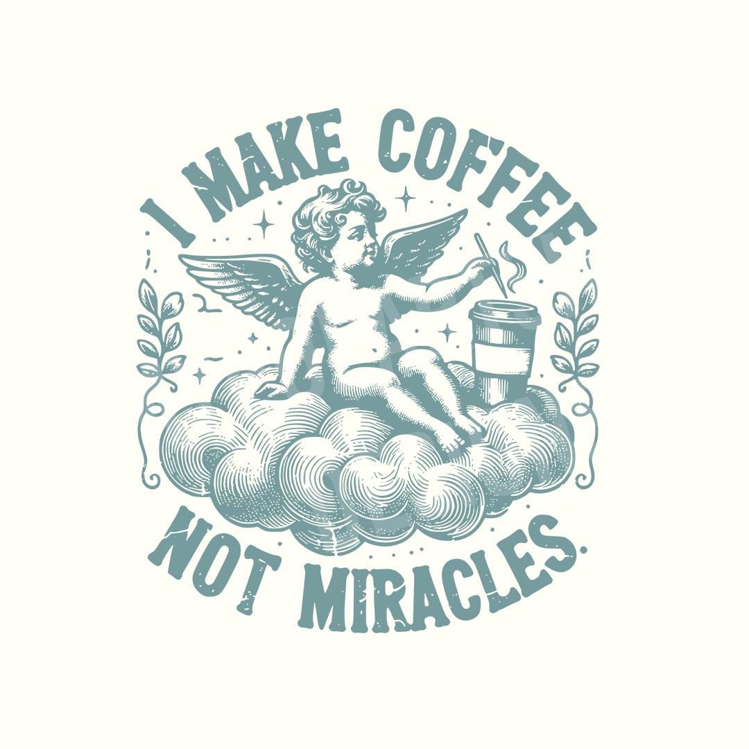 Funny Coquette Coffee Barista Cherub Png, Coffee Png, Coffee Clipart ...