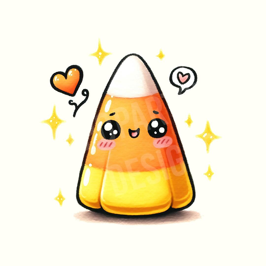 Cute Spooky Kawaii Candy Corn Halloween Clipart, Candy Corn, Halloween ...