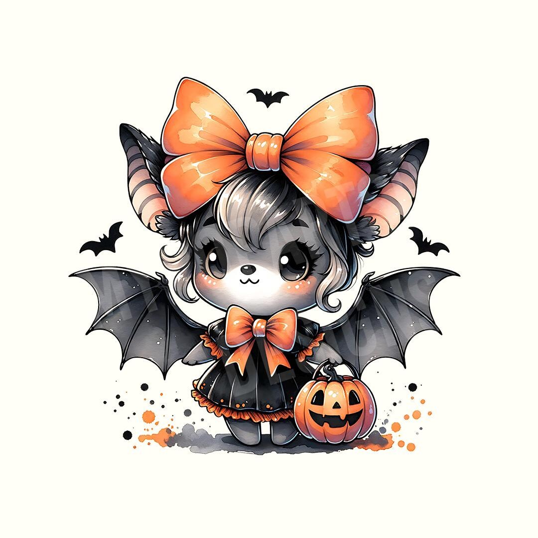 Coquette Bat Spooky Halloween Clipart, Coquette Fall Sublimation ...