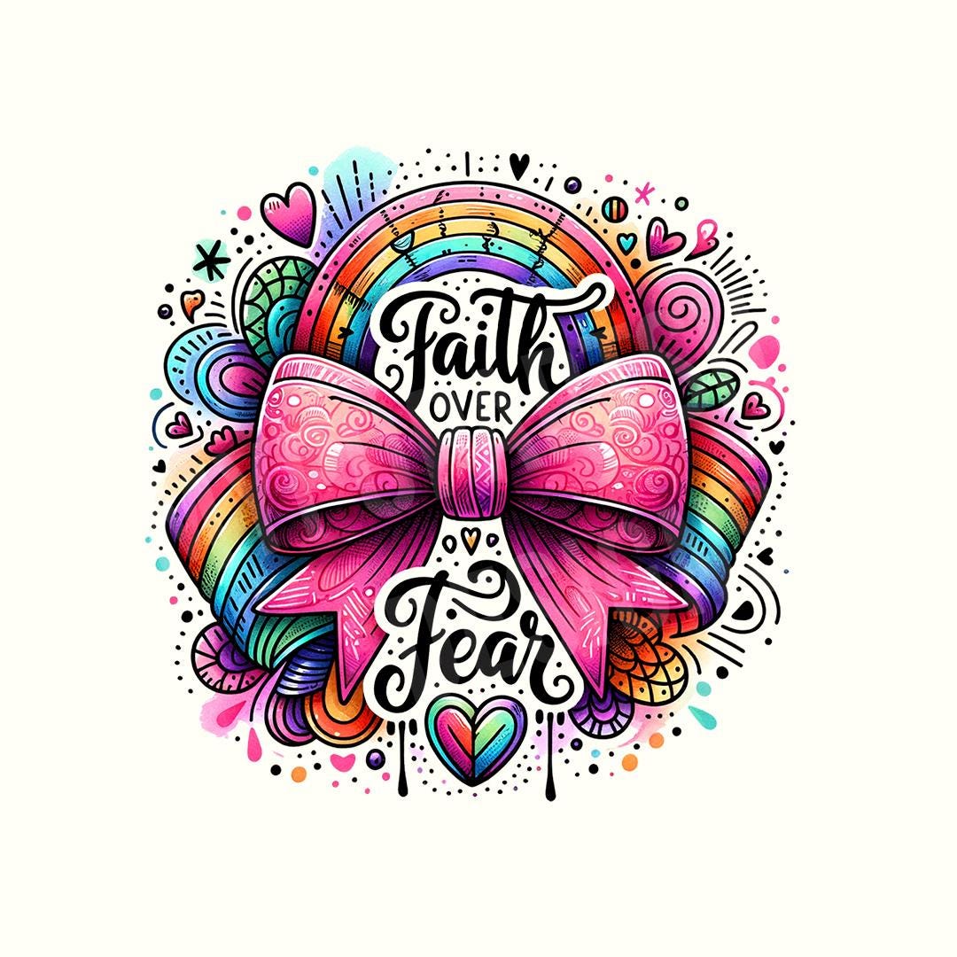 Faith Over Fear Pink Bow Png, Positive Affirmation Png, Coquette ...