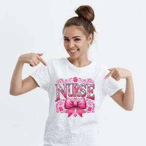Pink Floral Nurse Varsity Png, Nursing Toile Coquette Bow Clip Art ...