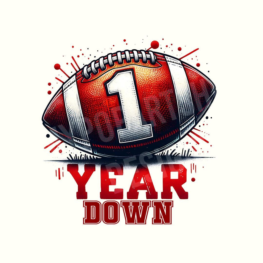 1st Year Down Digital Png Design, First Birthday PNG, Football One ...