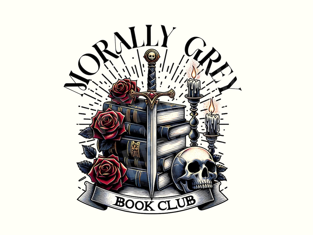 Morally Grey Book Club Png Bookish Png Floral Skull Book Lover Gift Svg ...
