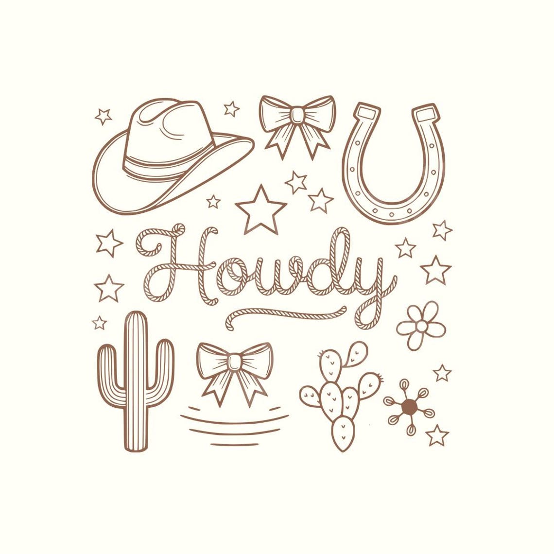 Howdy Cowgirl Western Country Doodle Png Clipart, Digital Design - Etsy