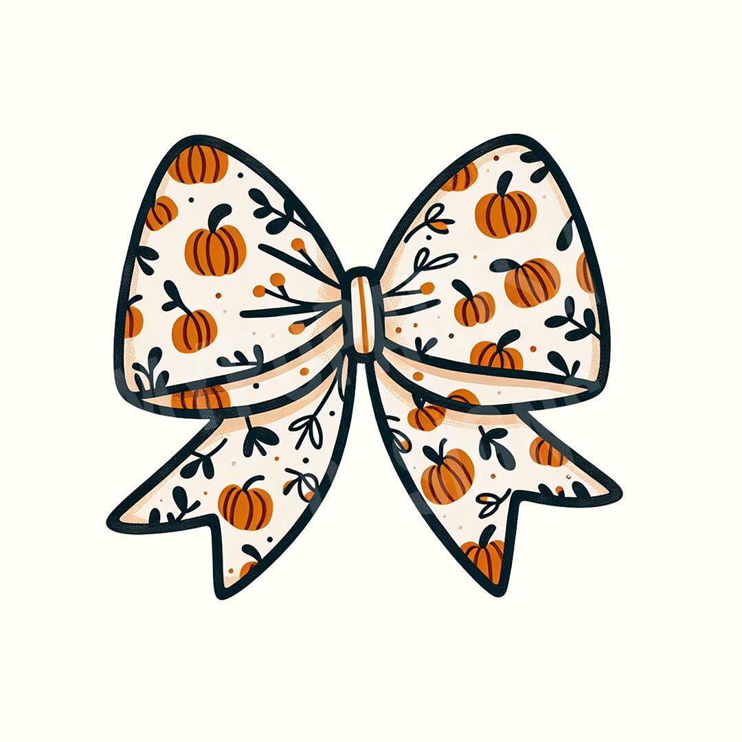 Coquette Fall Pumpkin Bow Clipart, Fall Png, Fall Clipart, Digital ...