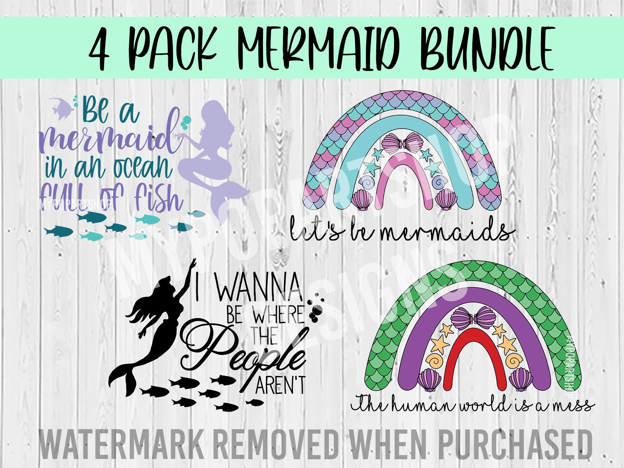 Mermaid Bundle SVG Mermaid SVG Mermaid Png Ocean Svg - Etsy